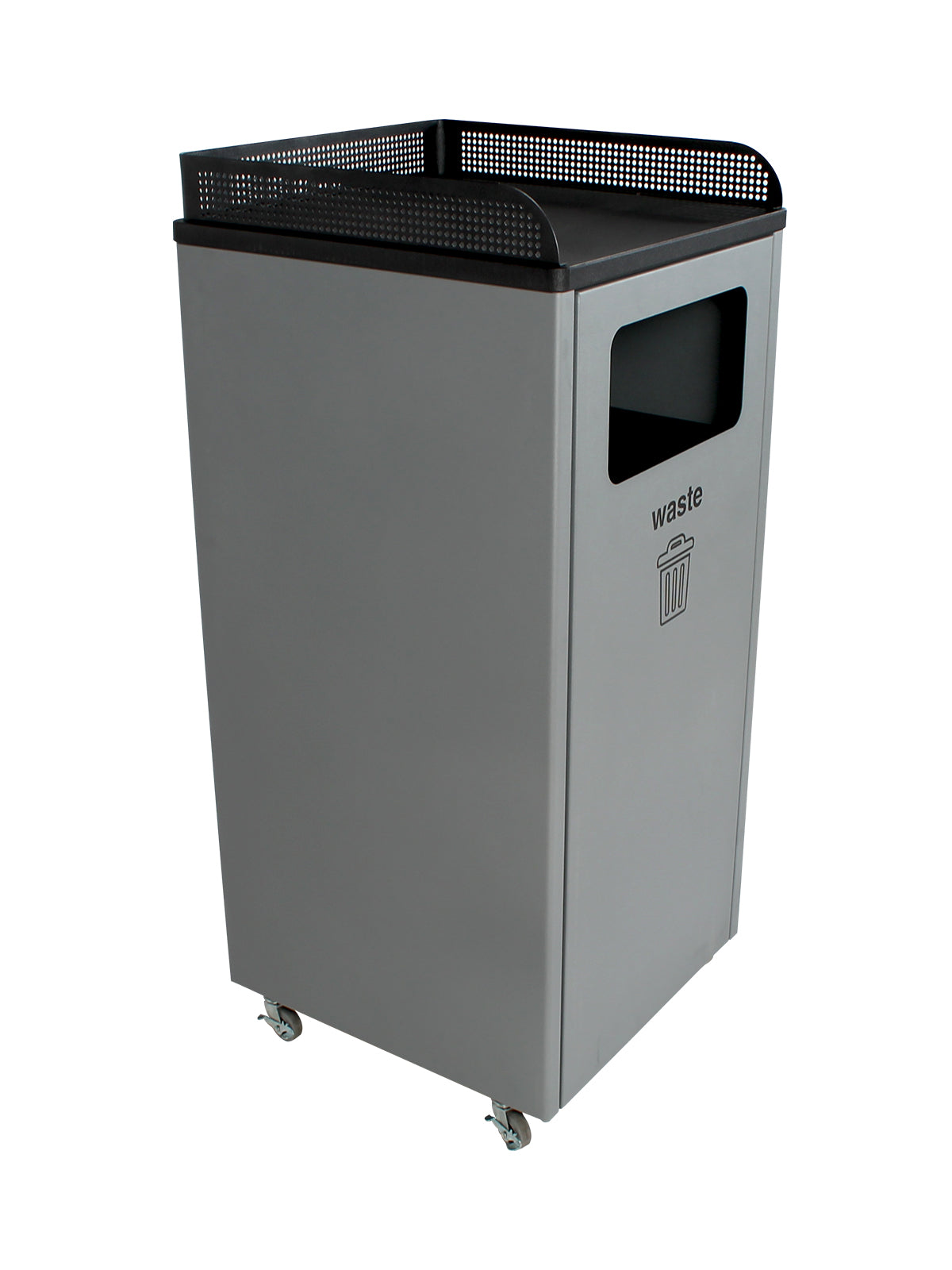 COURTSIDE - Single Waste Collection Bin, Grey-Black Finish with Top Fo ...